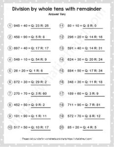 Division by whole tens with remainder - Exercise 1 - Your Home Teacher