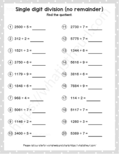 Single digit division (no remainder) - Exercise 1 - Your Home Teacher