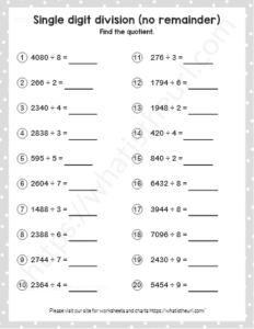 Single digit division (no remainder) - Exercise 1 - Your Home Teacher