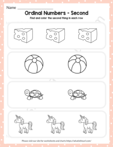 Kindergarten ordinal numbers - Second - Your Home Teacher