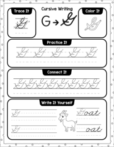 Cursive Writing - Capital letters - Trace, Color, Practice, Connect and ...