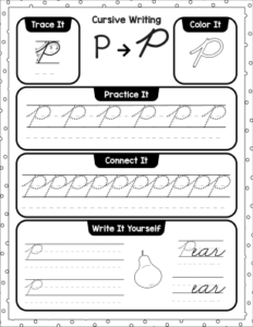 Cursive Writing - Capital letters - Trace, Color, Practice, Connect and ...