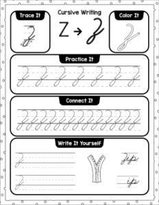 Cursive Writing - Capital letters - Trace, Color, Practice, Connect and ...