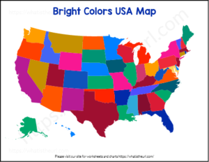 Colorful USA Map clipart - United States of America - Your Home Teacher