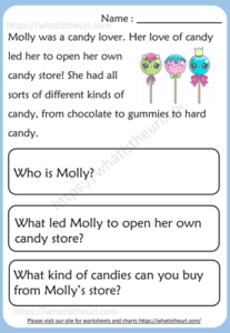 Bear, Boy's bicycle, Candy Store, Ice cream - Reading Comprehension for ...