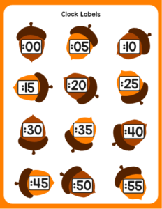 Clock Labels – Acorn Theme - Your Home Teacher