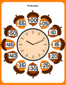 Clock Labels – Acorn Theme - Your Home Teacher