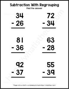 Subtraction with Regrouping Worksheet - Your Home Teacher