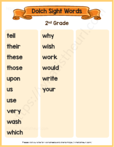 Dolch Sight Words - Grade 2 - Your Home Teacher