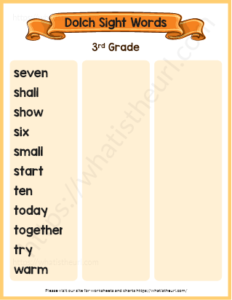 Dolch Sight Words - Grade 3 - Your Home Teacher