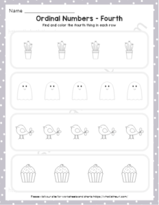 Kindergarten ordinal numbers - Fourth - Your Home Teacher