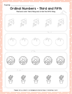 Kindergarten ordinal numbers - Third and Fifth - Your Home Teacher