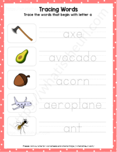Tracing words begin with alphabet - Your Home Teacher