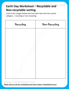 Earth Day Worksheet - Sorting Recyclable and non-recycling items - Your ...