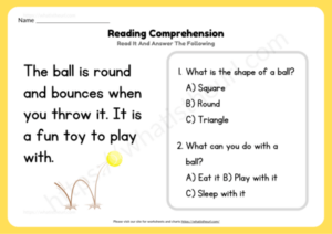 Reading Comprehension - Cold water, bouncing ball, roses and sun flower ...