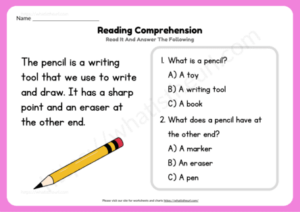 Reading comprehension - The rainbow fish, the pencil and birthday party ...