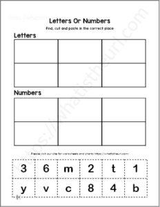 Letters or Numbers - Cut and Paste Activities - Your Home Teacher
