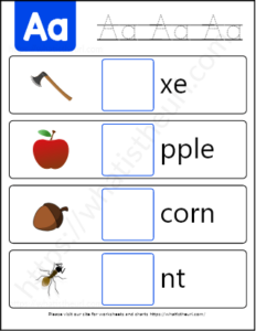 Beginning Sound Missing Letter - Alphabets - Your Home Teacher