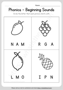 Phonics - Beginning Sounds - Circle the letter - Your Home Teacher