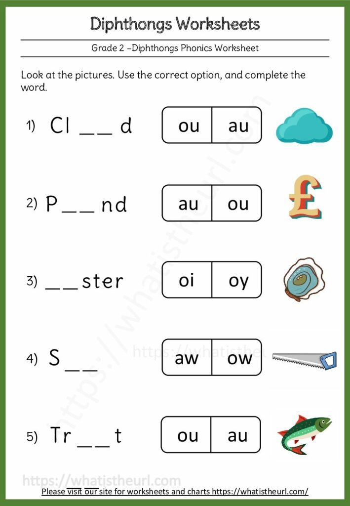 Diphthongs Worksheets-03 - Your Home Teacher